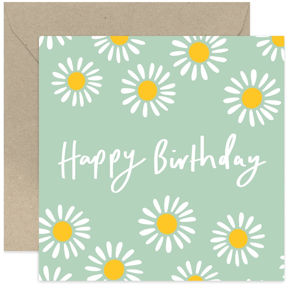Happy Birthday Daisy Card - Cute Birthday Card - Floral Birthday Card - Daisy Birthday Card ...