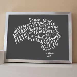 A4 Australia Map Print Australia Map Typography Map - Etsy UK