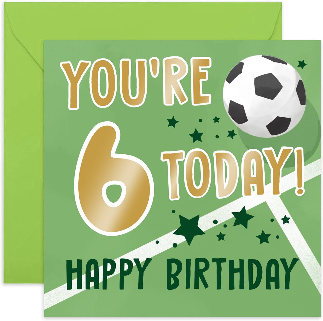 6th Football Birthday Card - 6th Birthday Card - Football 6th Birthday ...