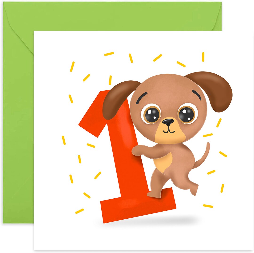 1st Birthday Dog Card - Fun 1st Birthday Card - Animal 1st Birthday ...