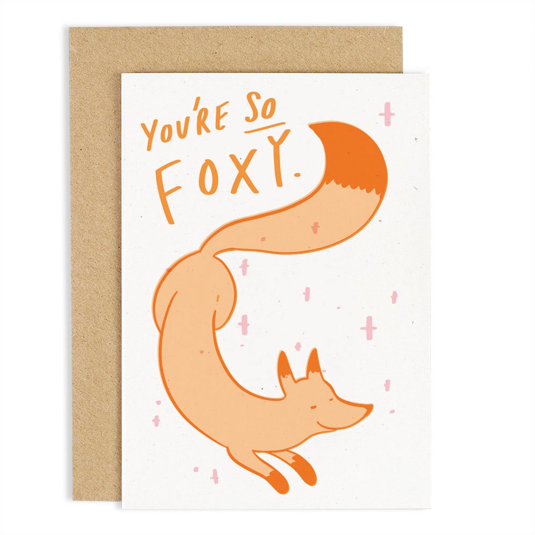 You're so Foxy Card: Colorful Fox Love Quote - Etsy