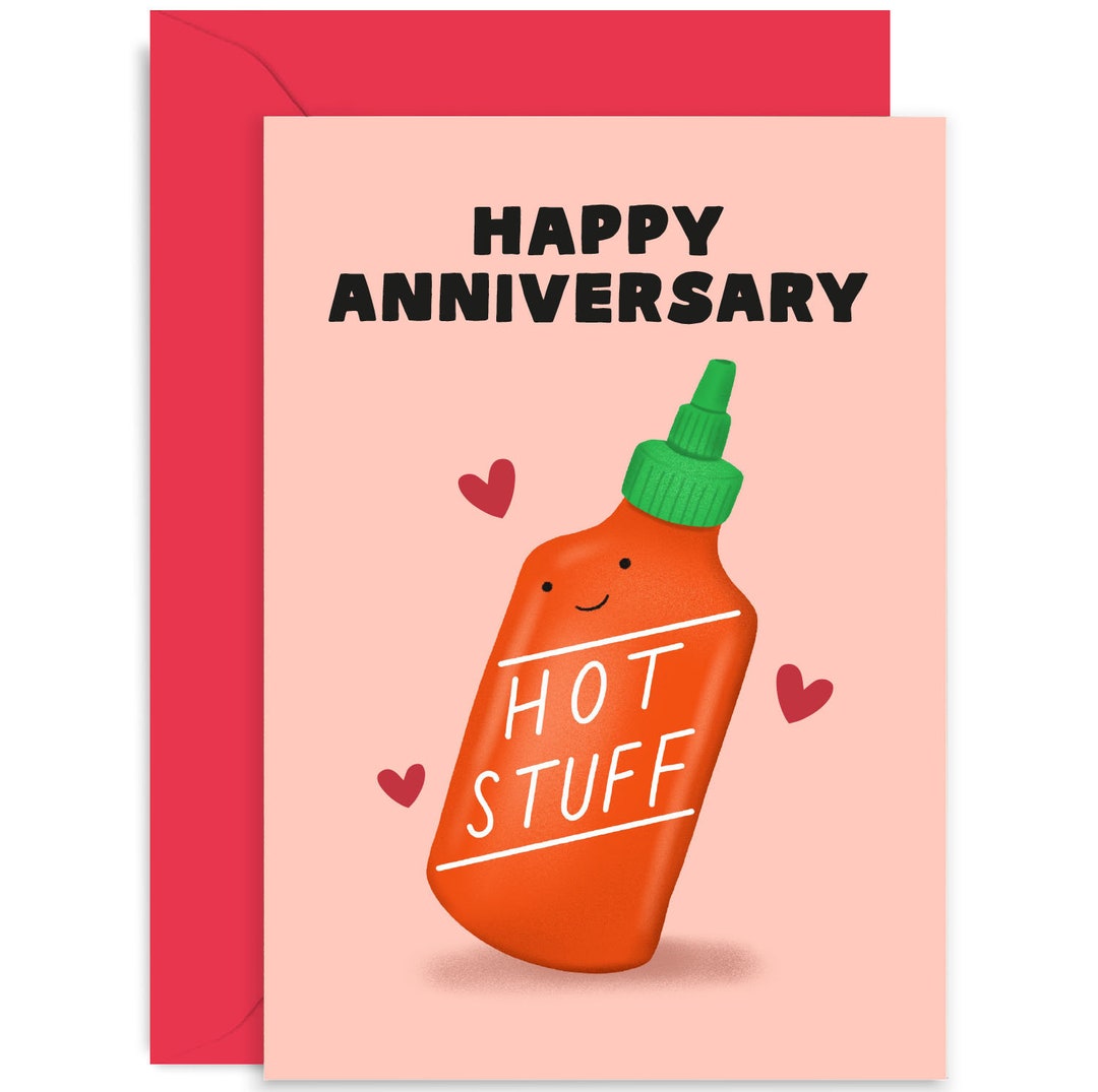 Happy Anniversary Hot Stuff Card Anniversary Card Love Card Valentine's ...