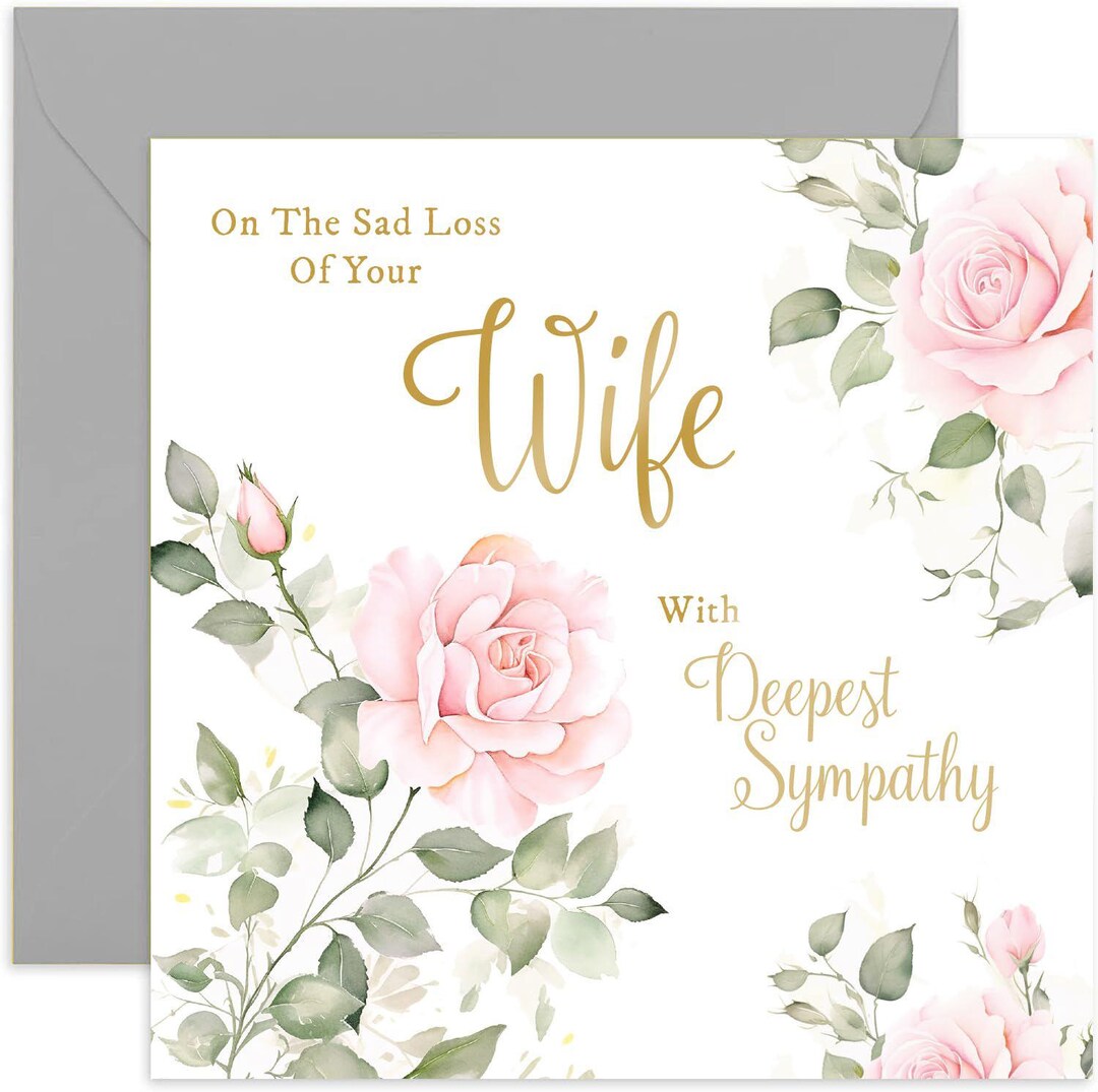 Sad Loss of Your Wife Card - Pink Roses Painting Sympathy Condolences ...