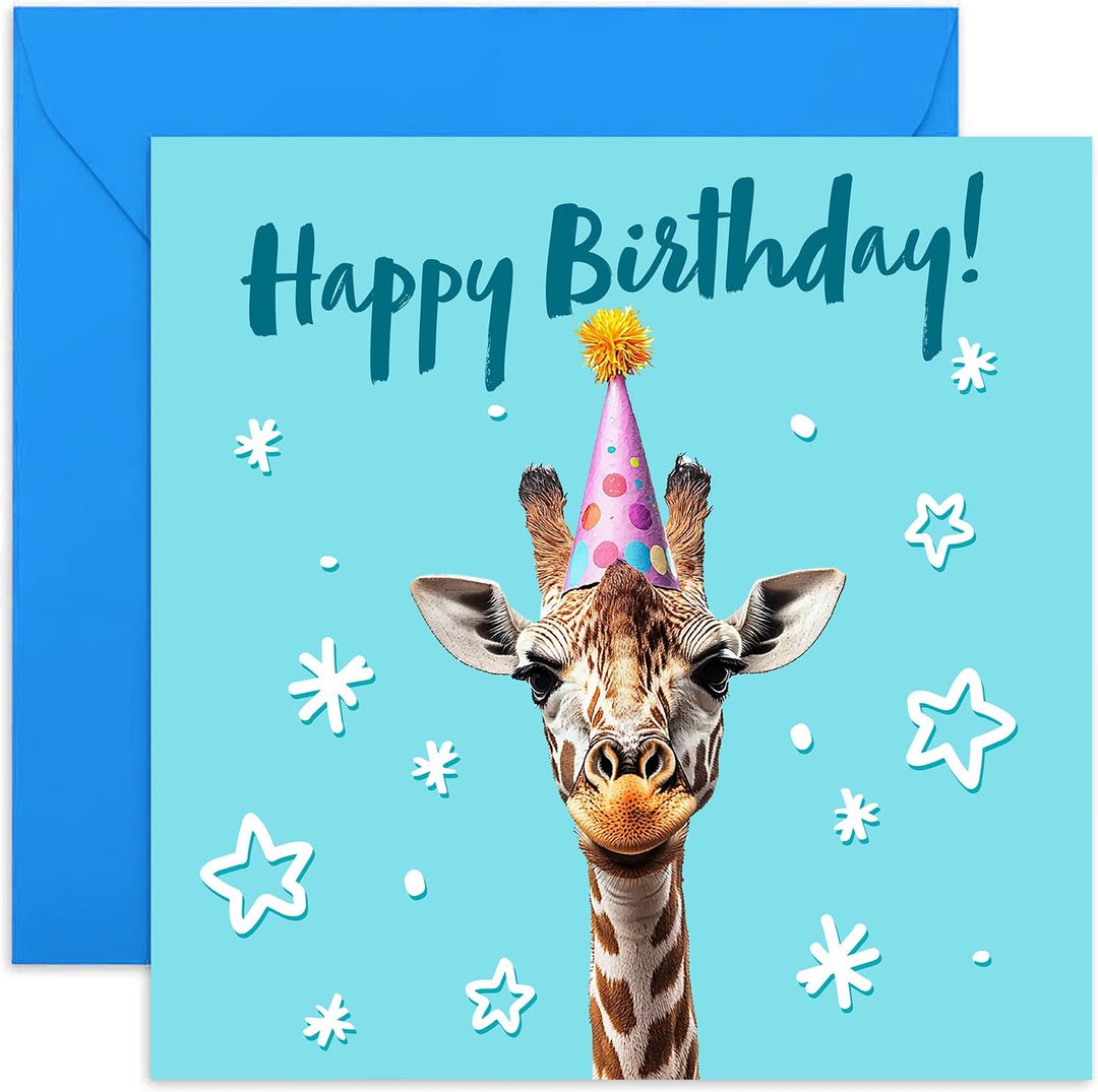 Happy Birthday Giraffe Card - Birthday Card - Happy Birthday Card ...