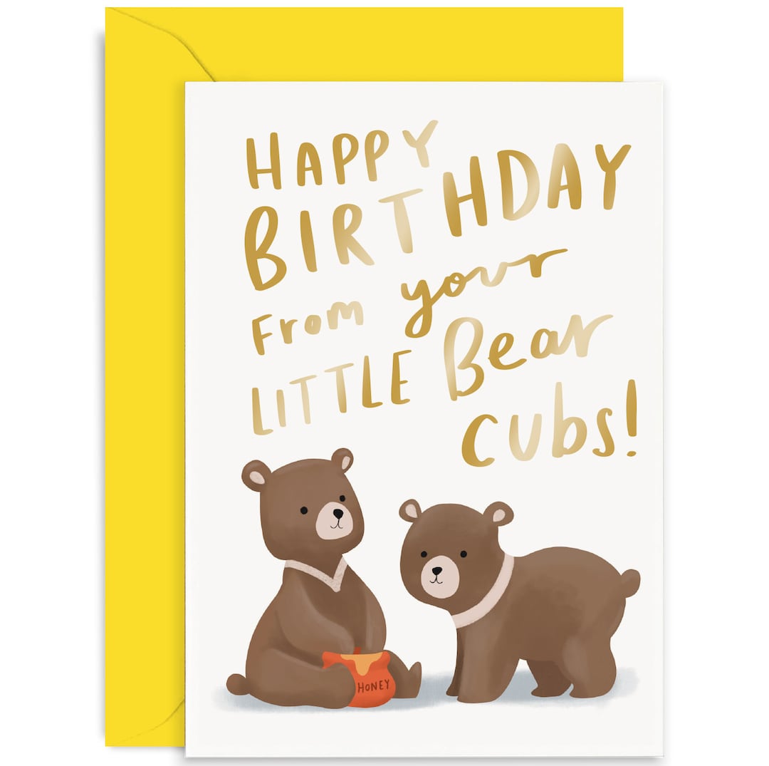 Happy Birthday From Your Little Bear Cubs Card - Birthday Card for Dad ...