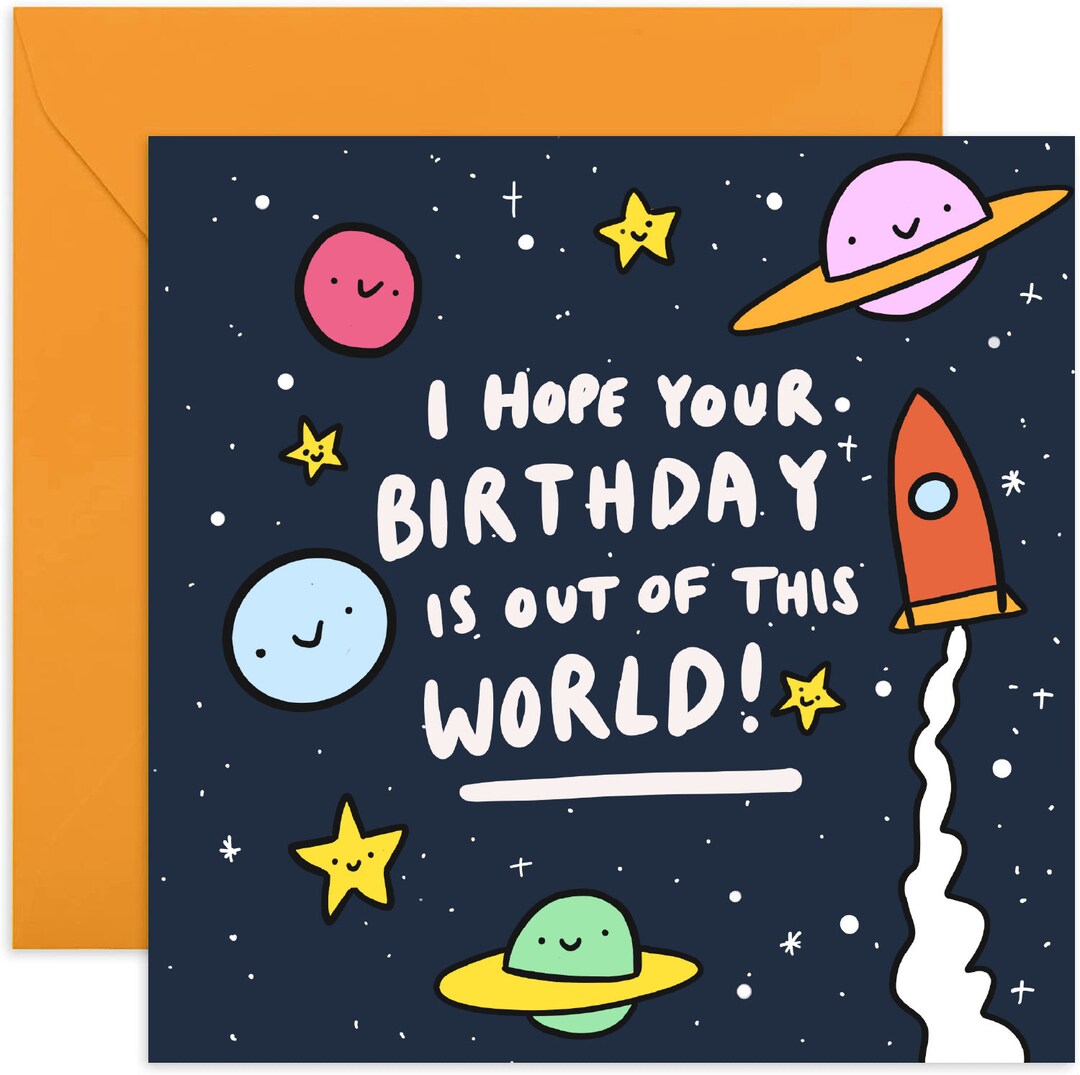 Out of This World Birthday Cute Card - Birthday Card - Space Birthday ...