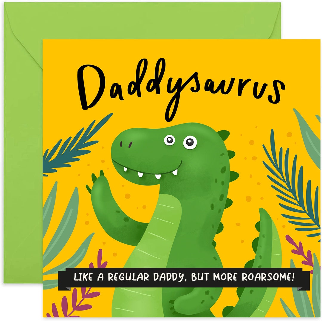 Daddysaurus Dinosaur Card - Dad Birthday Card - Funny Dad Birthday Card ...