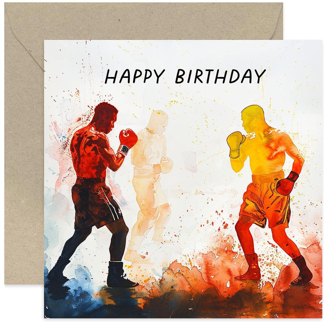 Boxing Birthday Card for Him - Boxing Match Birthday Card for Men Women ...
