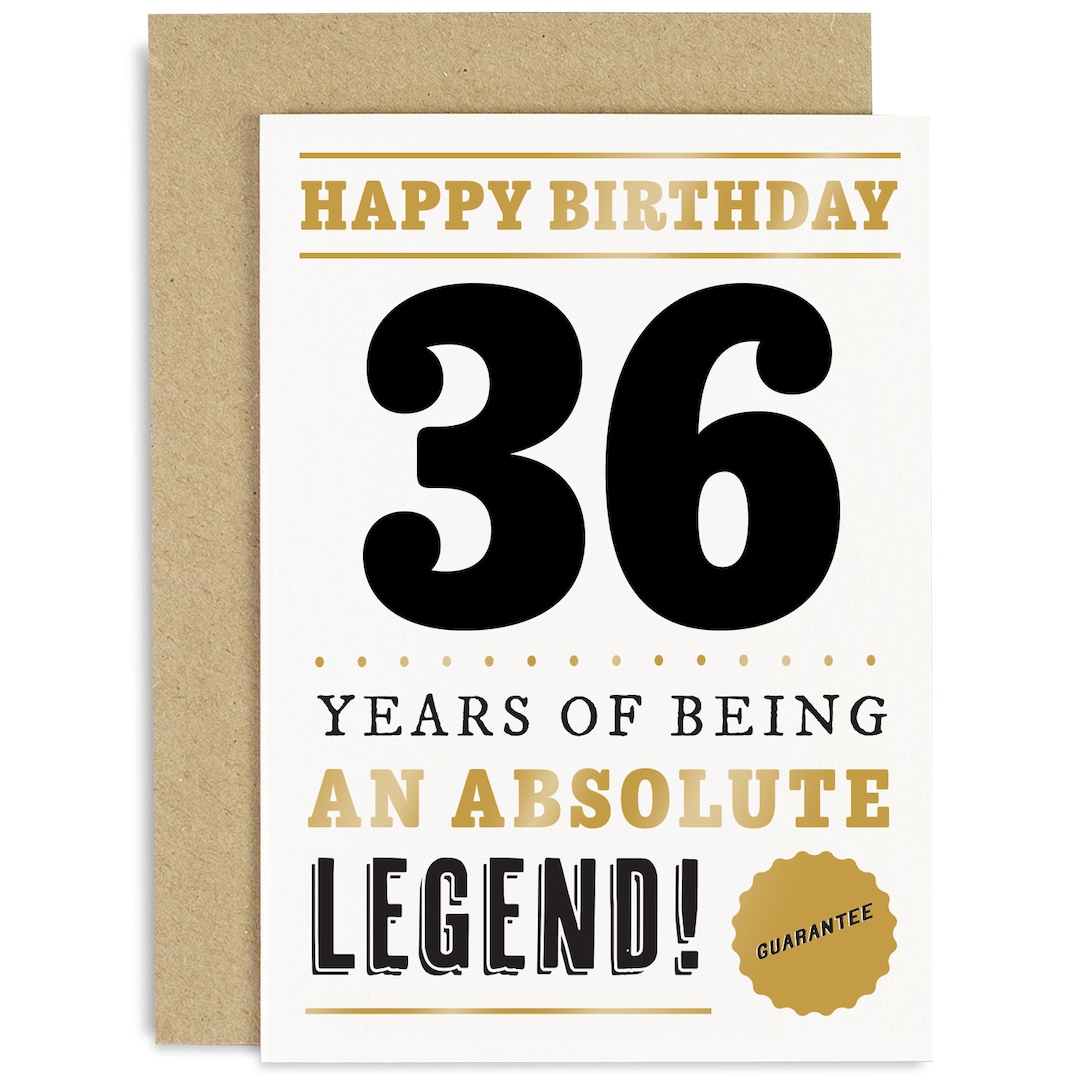 36 Years Legend Card - 36th Birthday Card for Him - 36th Birthday Card ...