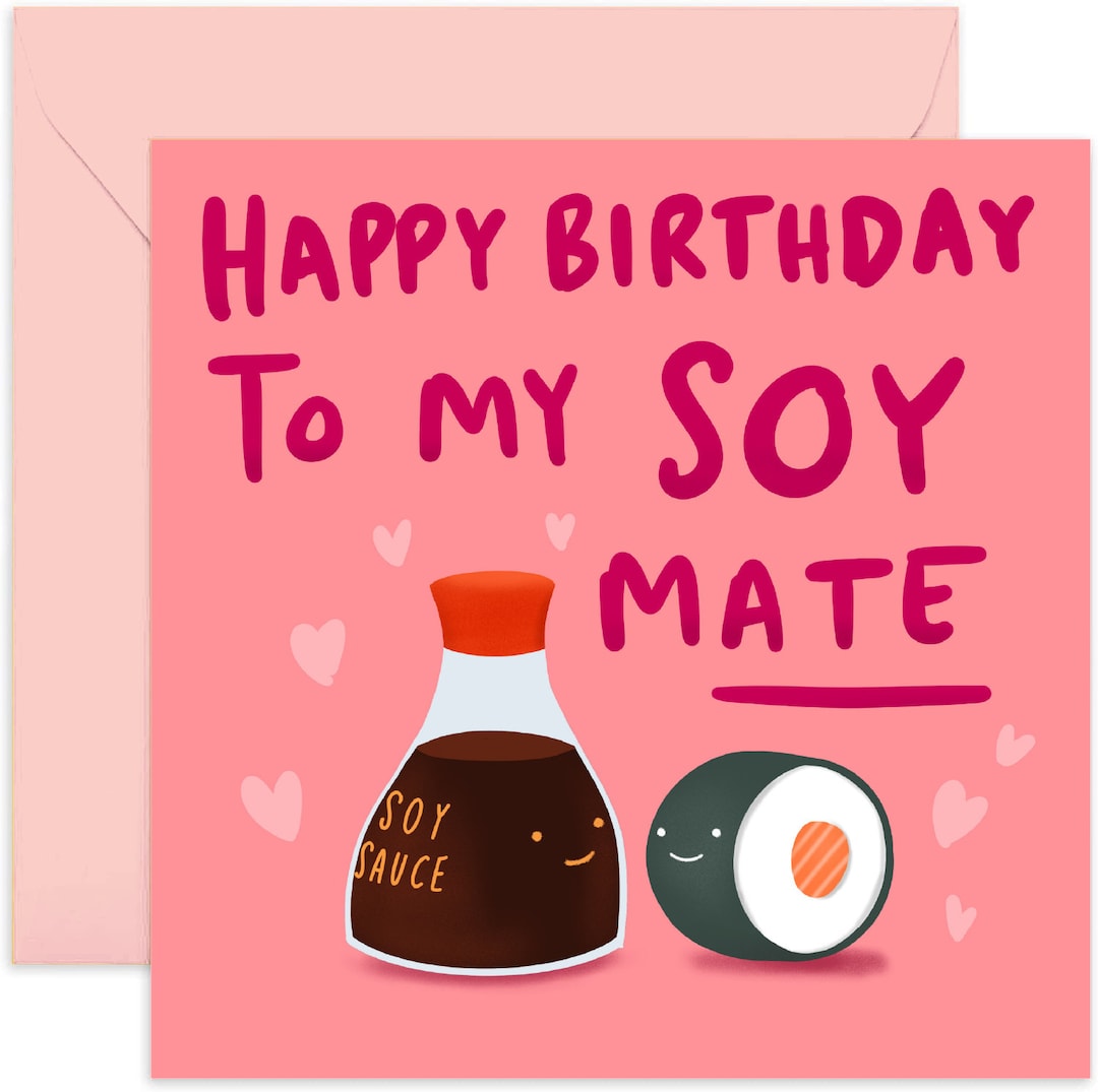 Happy Birthday to My Soy Mate Card - Birthday Card - Cute Birthday Card ...
