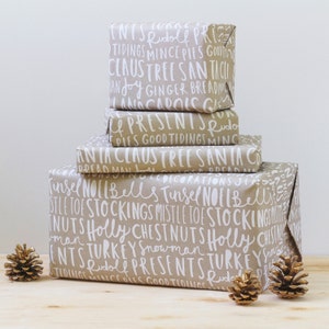SALE: Christmas Typography Gift Wrap Hand Lettered Christmas Wrapping ...