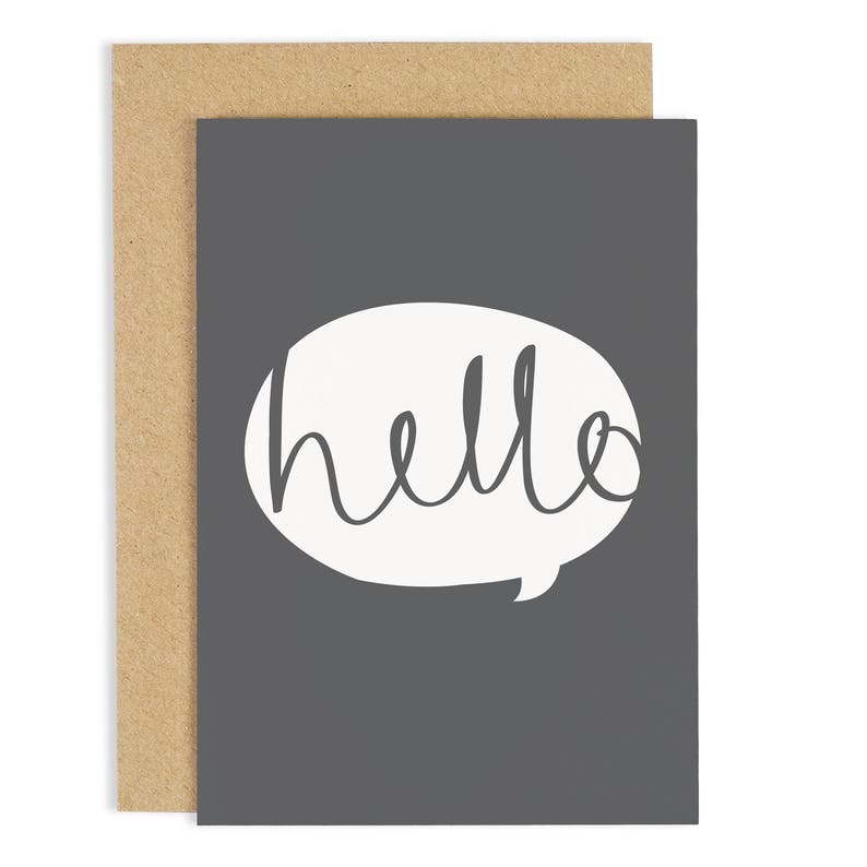 Hello Card Everyday Greeting Card Grey Greeting Card CC39 - Etsy