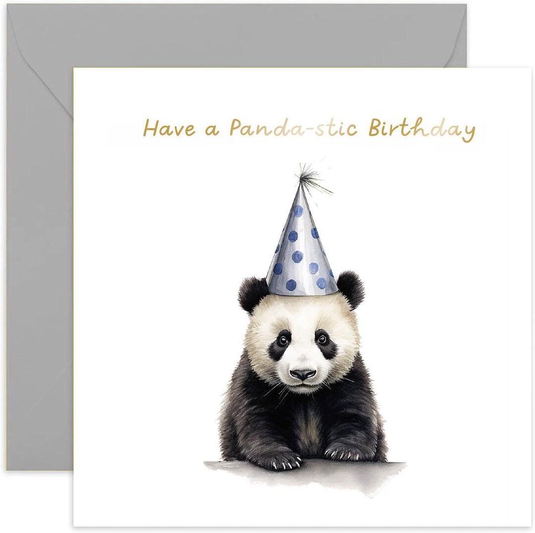 Panda Happy Birthday Card for Her - Fun Pandastic Party Hat Birthday ...