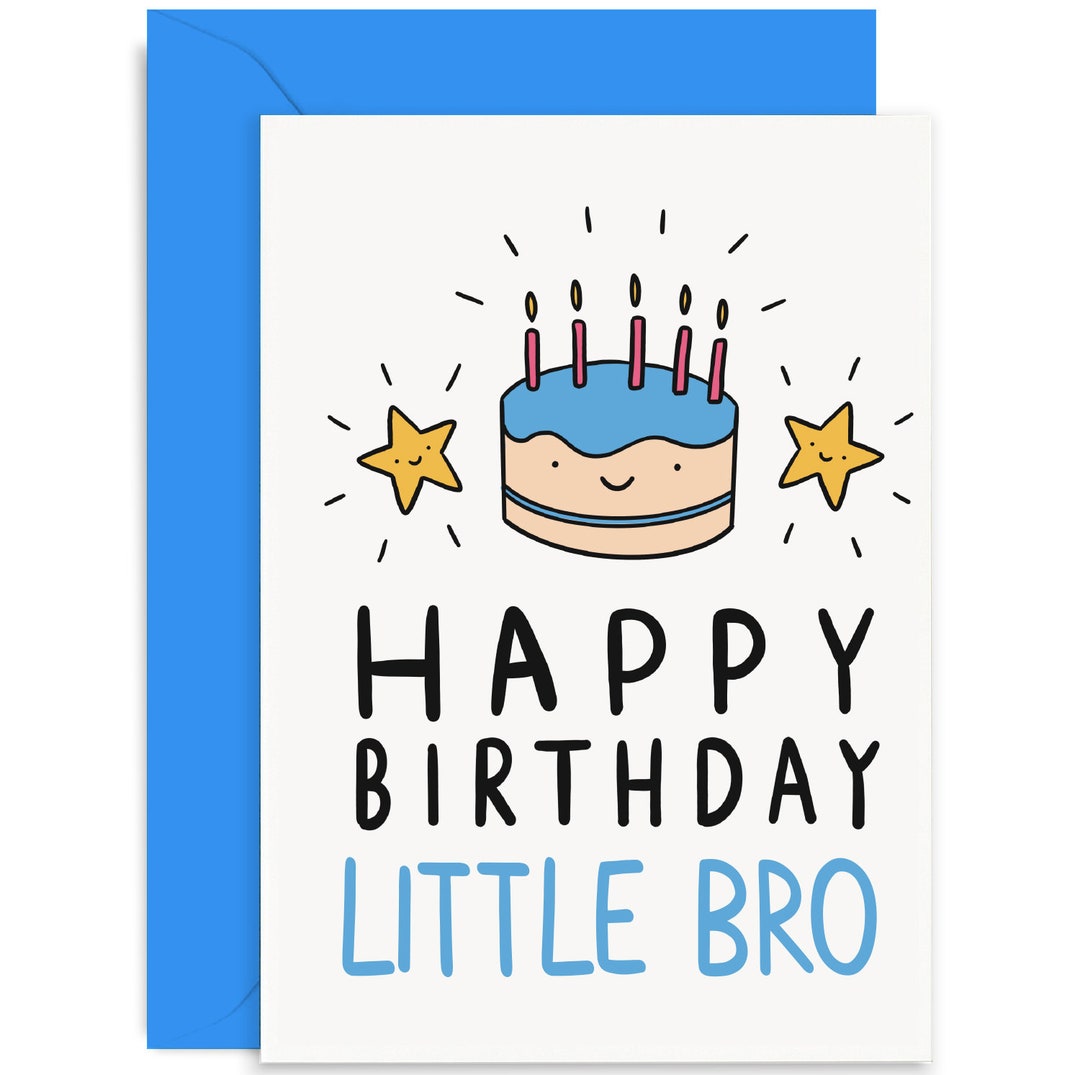 Happy Birthday Little Bro Card - Brother Card - Card for Him - Happy ...