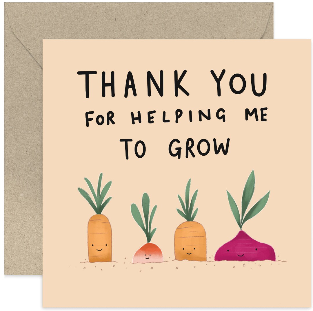 Thank You for Helping Me Grow Card - Thanks Card - Thank You Greeting ...