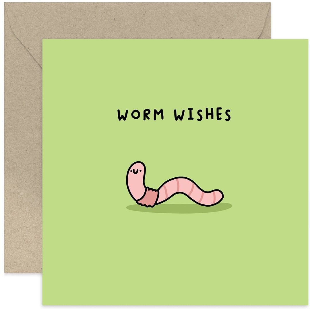 Worm Wishes Card - Sympathy Card - Supportive Greeting Card - Card for ...