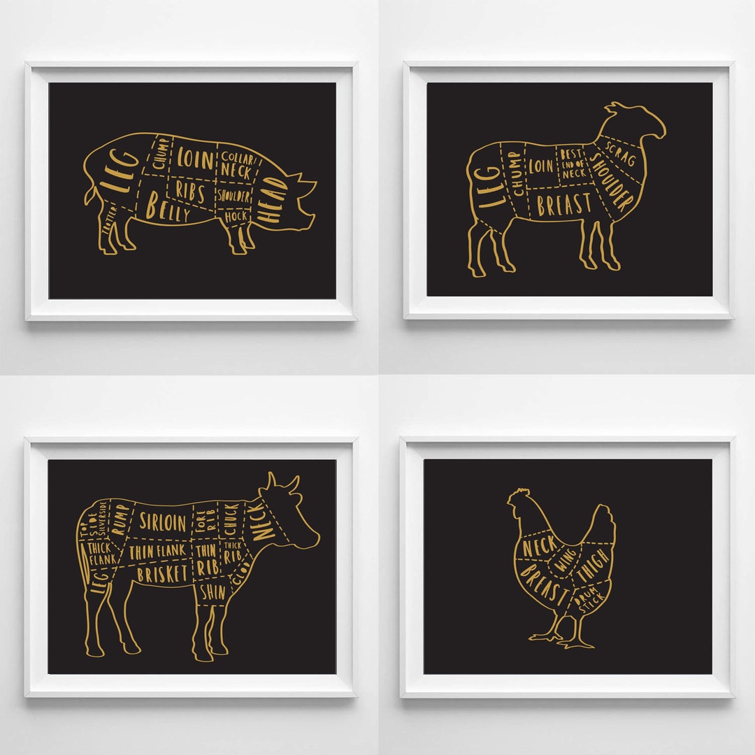 Set of A4 Butchers Prints Butcher Chart Butcher Diagram - Etsy