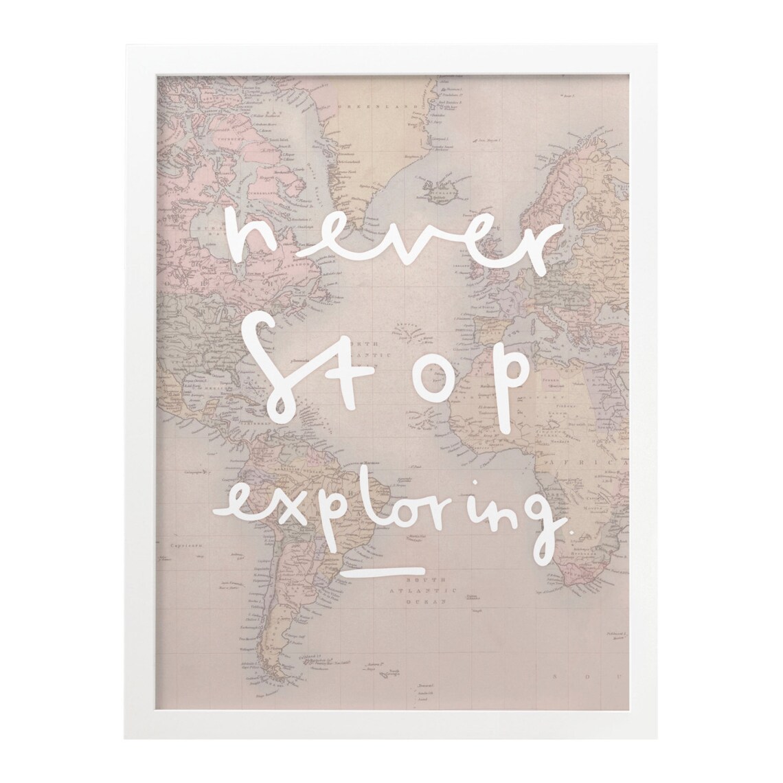 Never Stop Exploring World Map Print Word Map Wall Art - Etsy