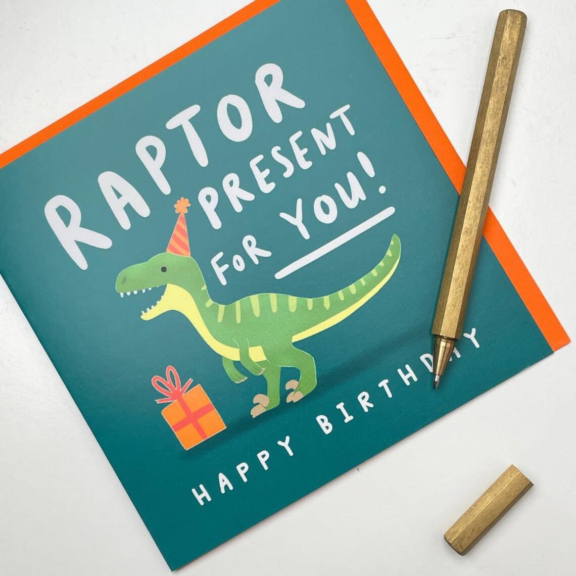 Raptor Present for You Card - Dinosaur Birthday Card - Dinosaur Joke ...