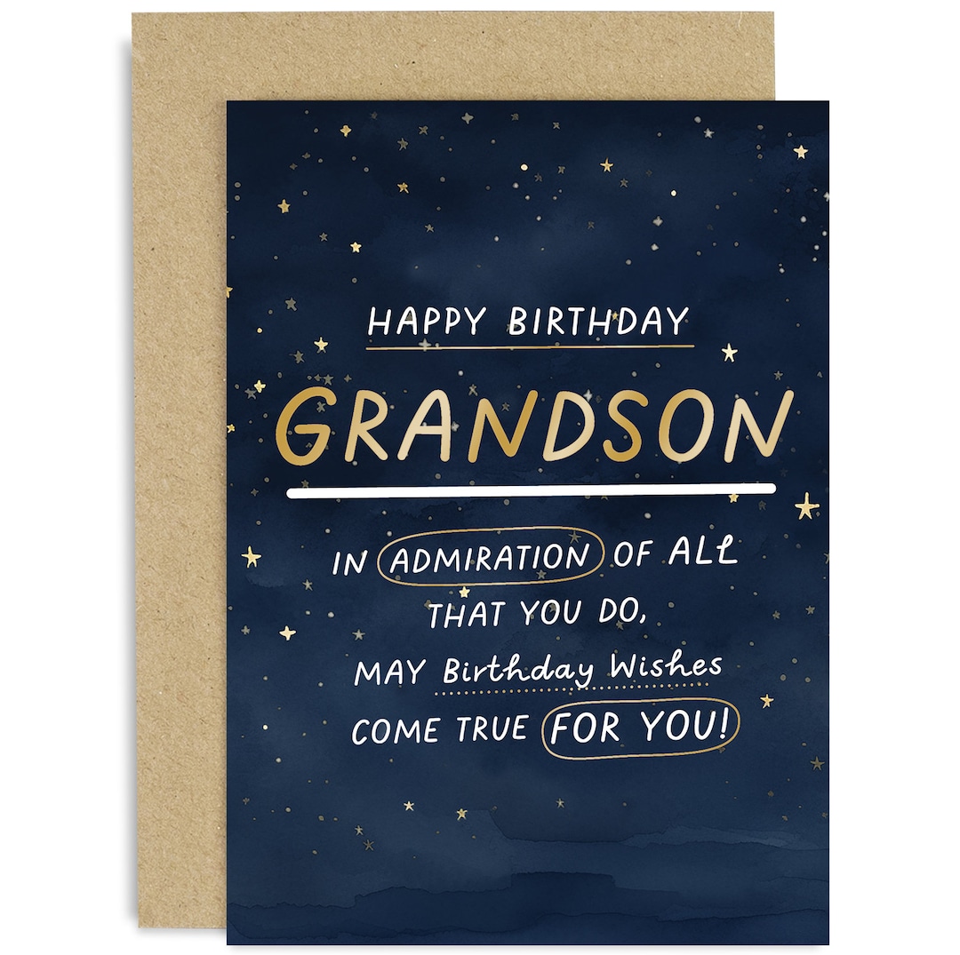 Birthday Wishes Grandson Night Sky Card - Birthday Card for Grandson ...
