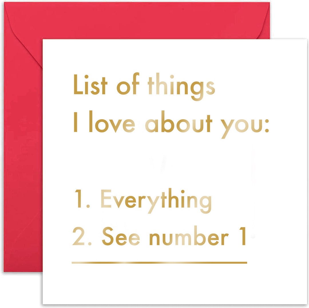 List of Things I Love About You Card - Valentine's Day Card - Love Card ...