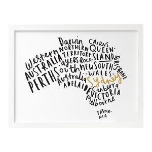A4 Australia Map Print Australia Map Typography Map - Etsy UK
