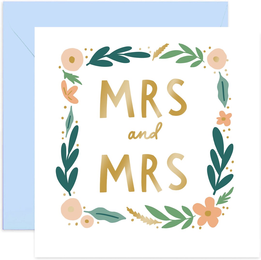 Mrs & Mrs Floral Wedding Card - Wedding Card - Just Married Card - Card ...
