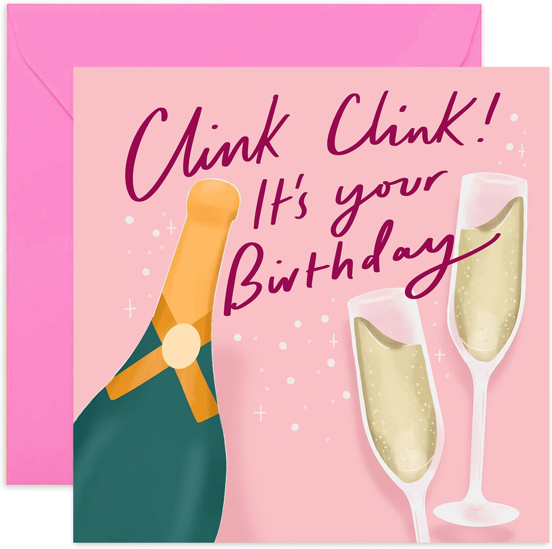 Clink Clink Birthday Card - Birthday Card for Her - Birthday Card - Fun ...