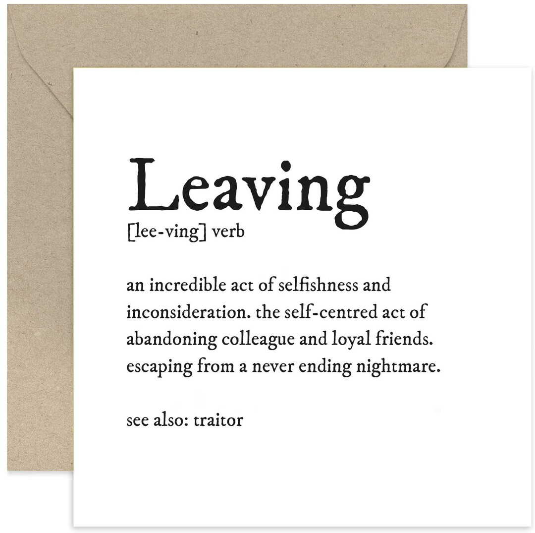 Leaving Definition Card - Good Luck Card - You're Leaving Card - Card ...