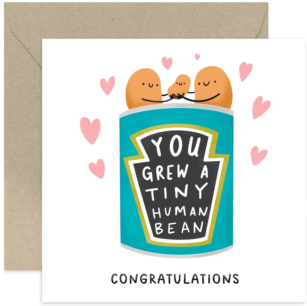 You Grew A Tiny Human Bean Card - Congratulations Card - Greeting Card ...