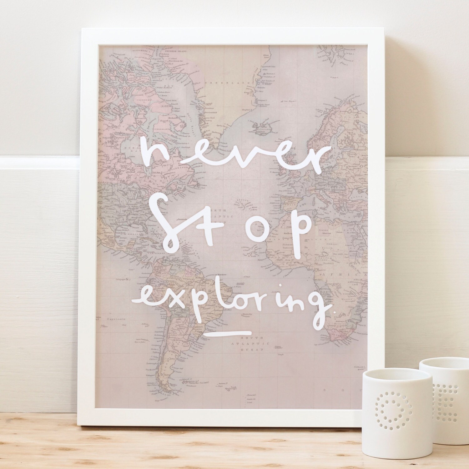 Never Stop Exploring World Map Print Word Map Wall Art | Etsy