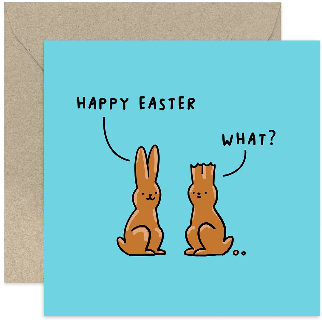 Funny Chocolate Easter Bunny Card Happy Easter Card Easter Card Chocolate Lover Card Easter