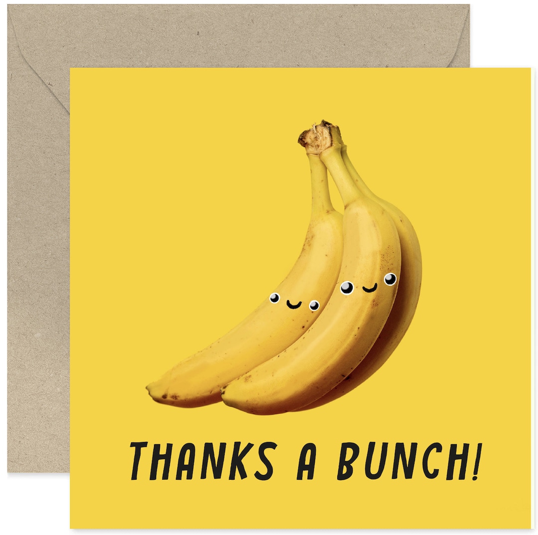 Thanks a Bunch Banana Card - Thank You Card - Thank You Greeting Card ...