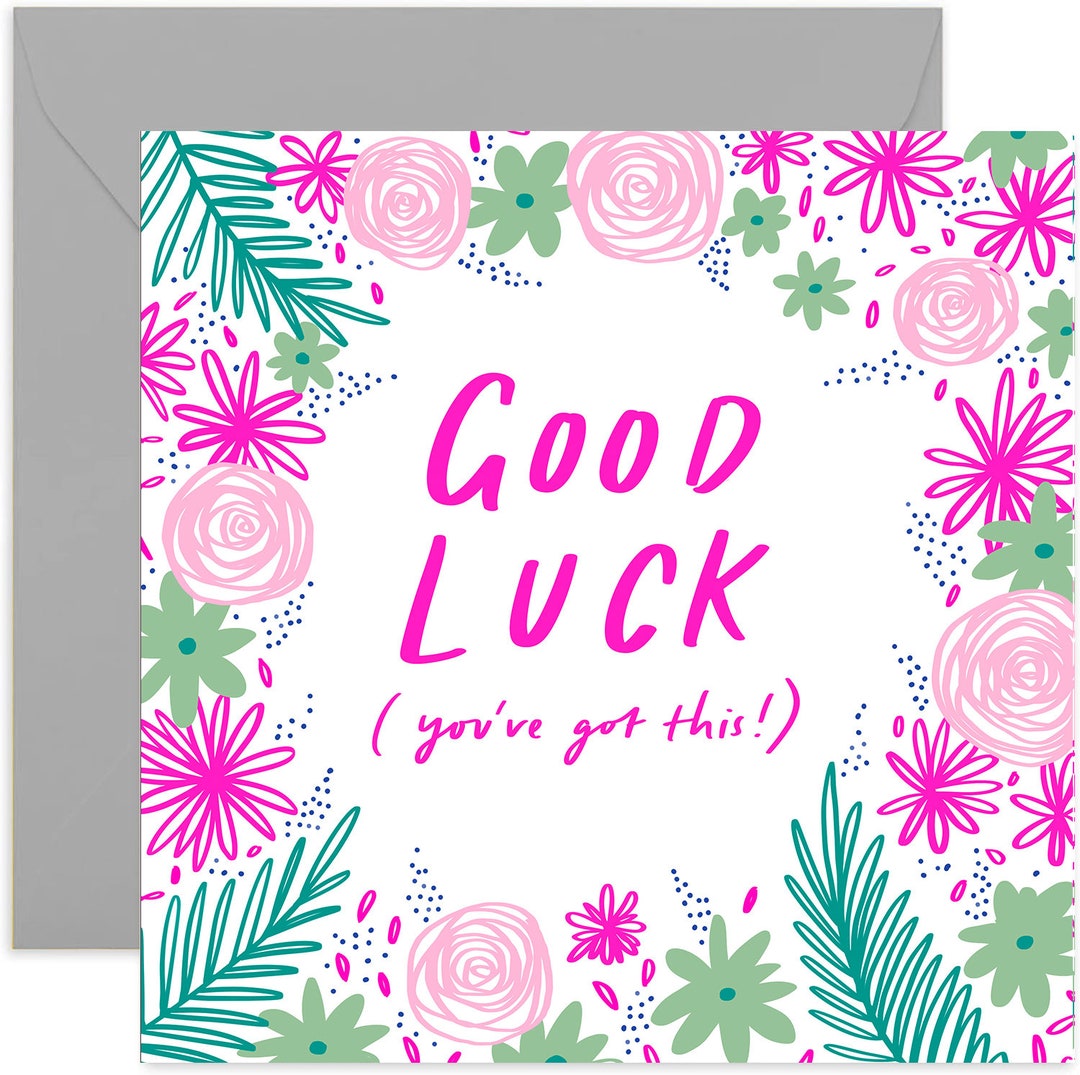 Good Luck Floral Card - Fun Good Luck Card - Well Done Greeting Card ...
