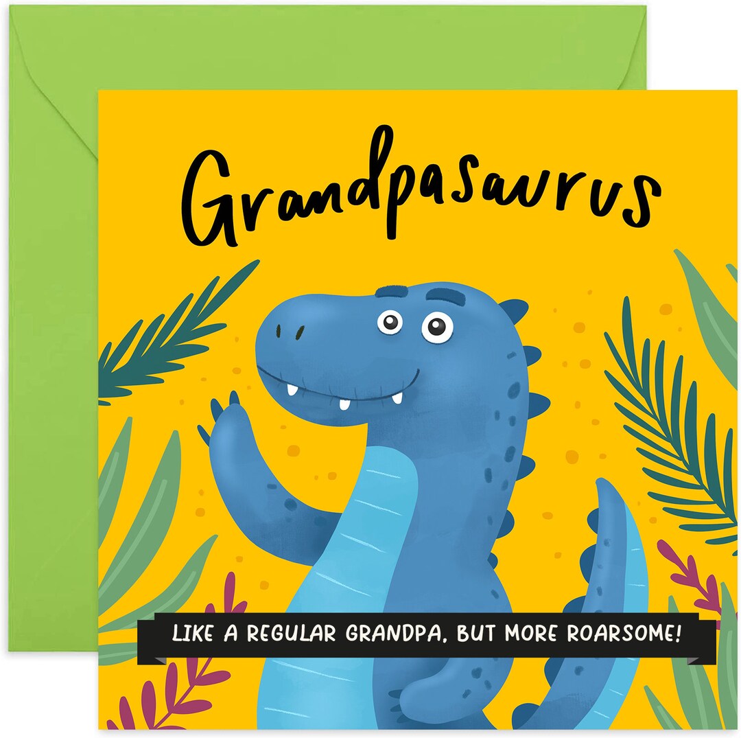 Grandpasaurus Dinosaur Card - Grandpa Birthday Card - Funny Grandpa ...