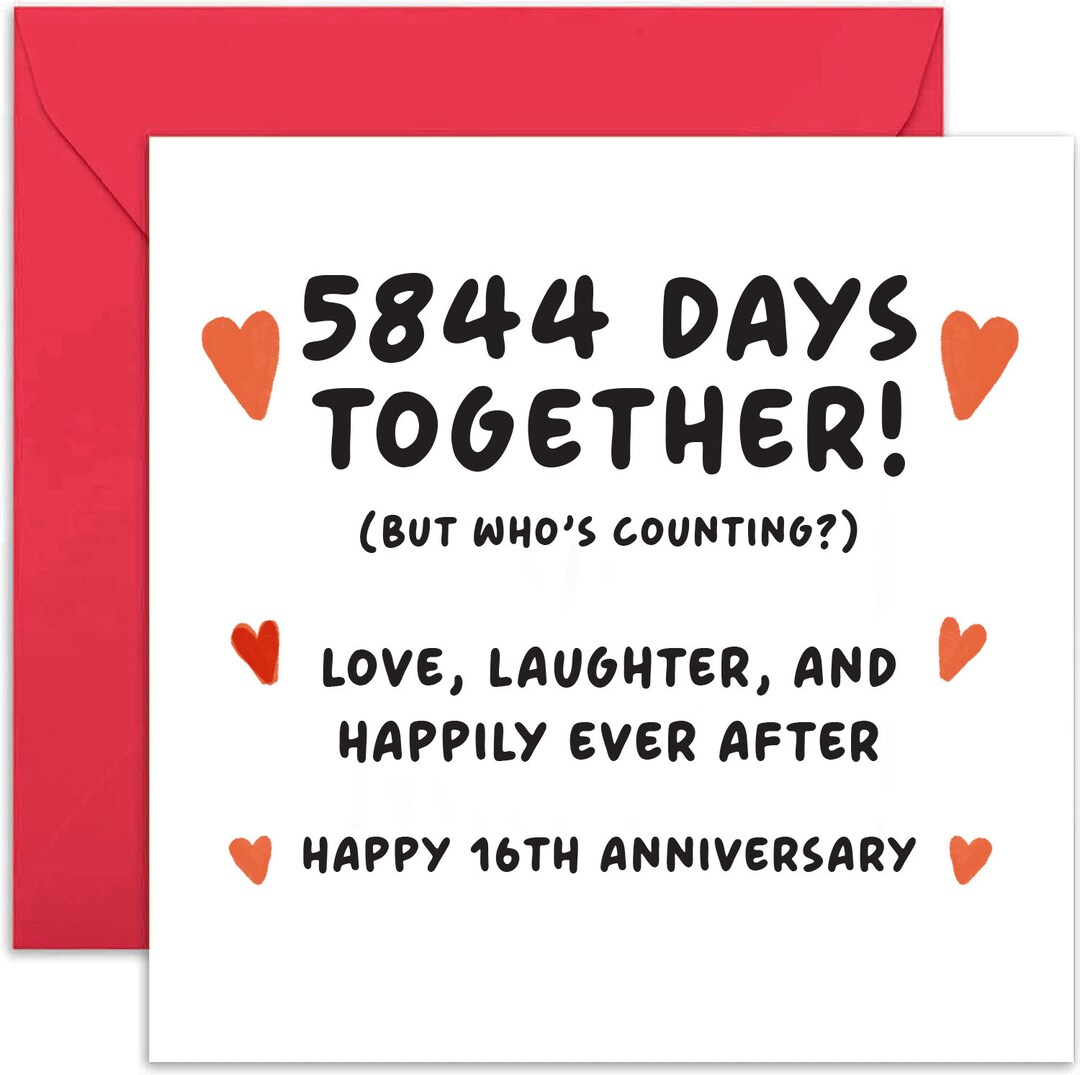 5844 Days Together Anniversary Card - Valentine's Day Card - Love Card ...