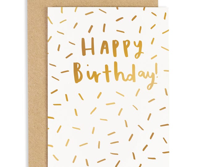 Happy Birthday Confetti Card Birthday Card Birthday Confetti Card Gold ...