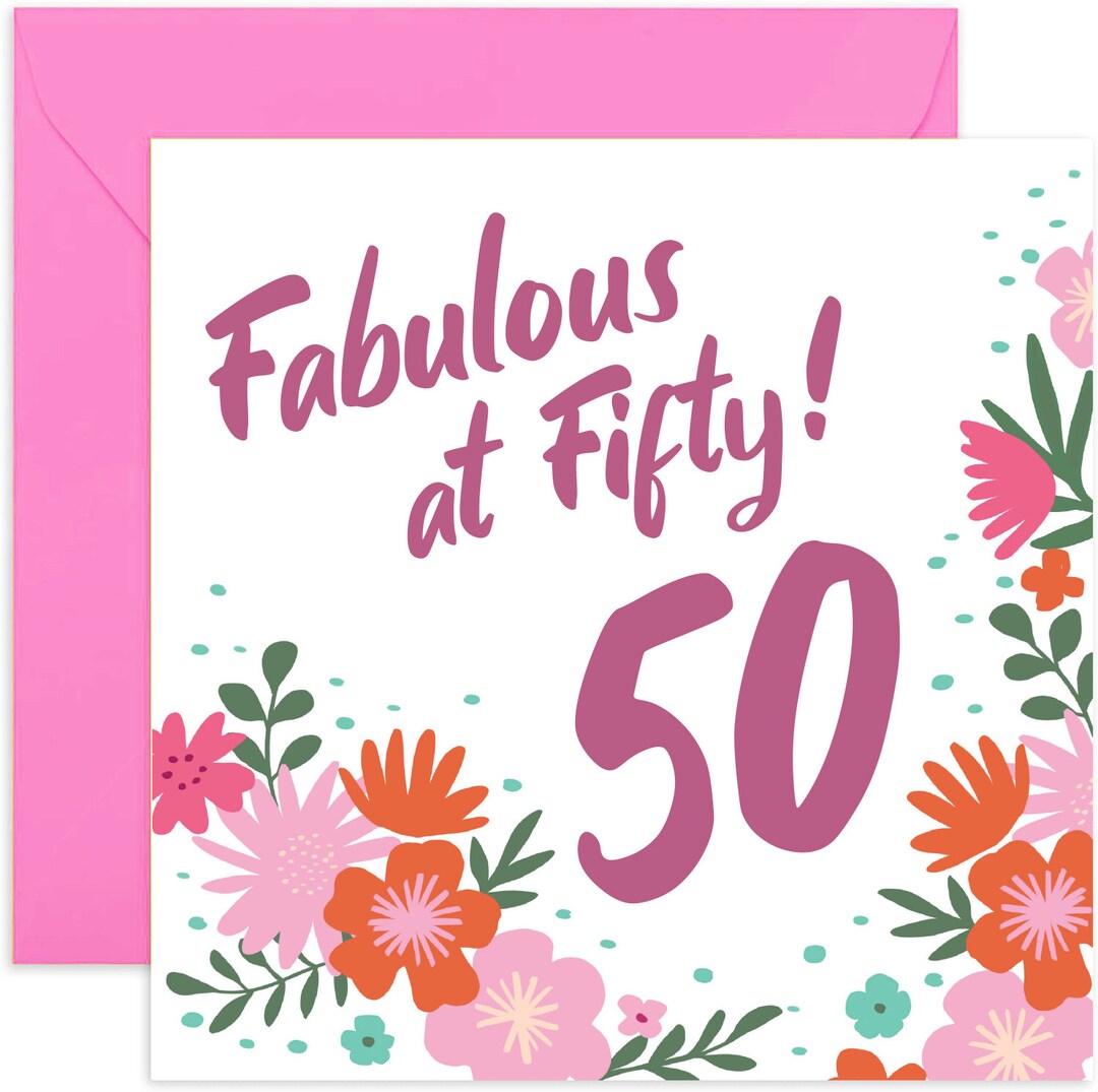 Fabulous at 50 Birthday Card - 50th Birthday Card for Her - 50th ...