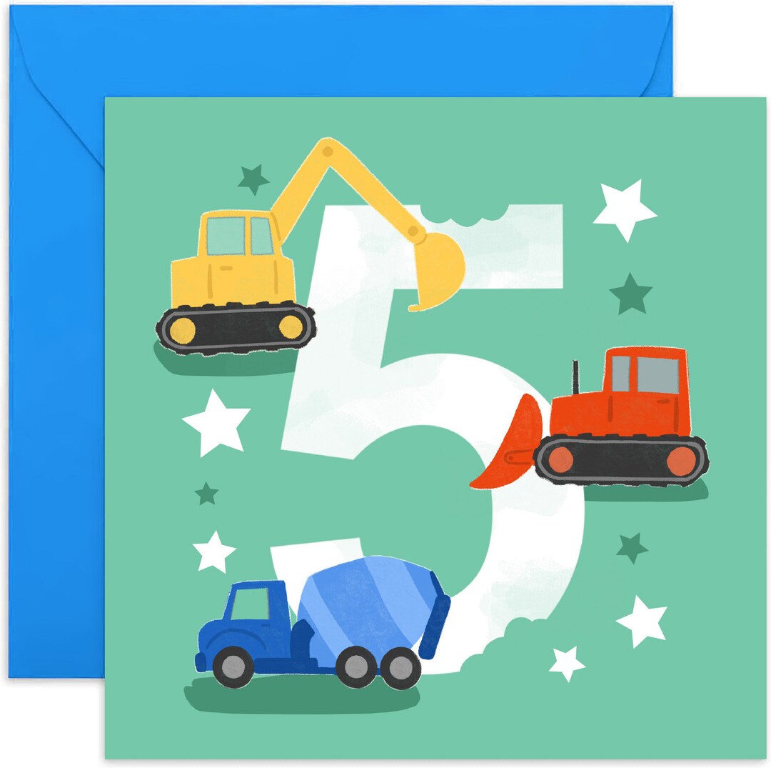 5th Birthday Truck Card - Fun 5th Birthday Card - 5th Birthday Card ...