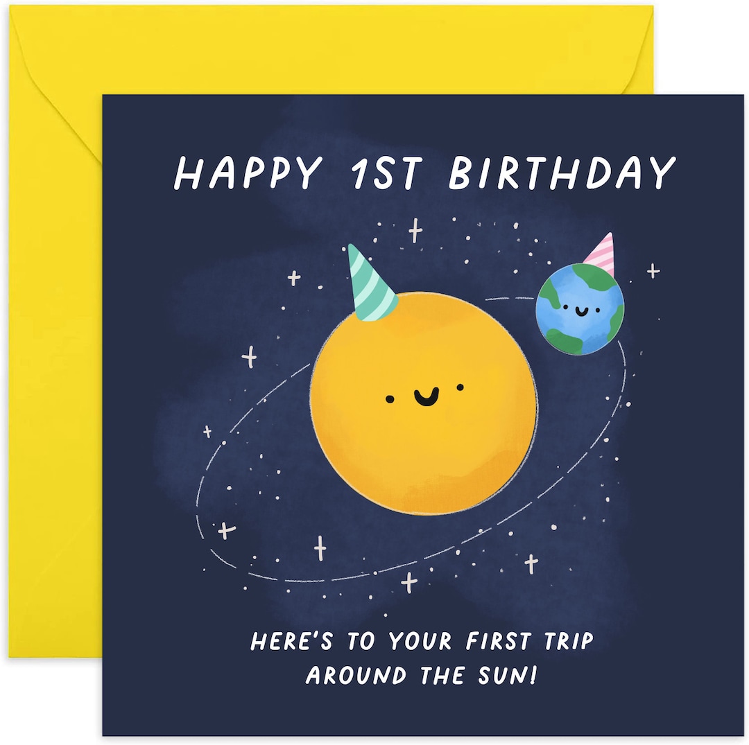 First Trip Around the Sun 1st Birthday Card - Cute Card - 1st Birthday ...