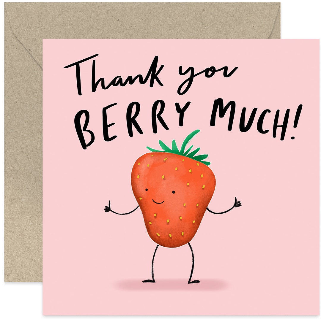 Thank You Berry Much Card - Thanks Card - Thank You Greeting Card ...