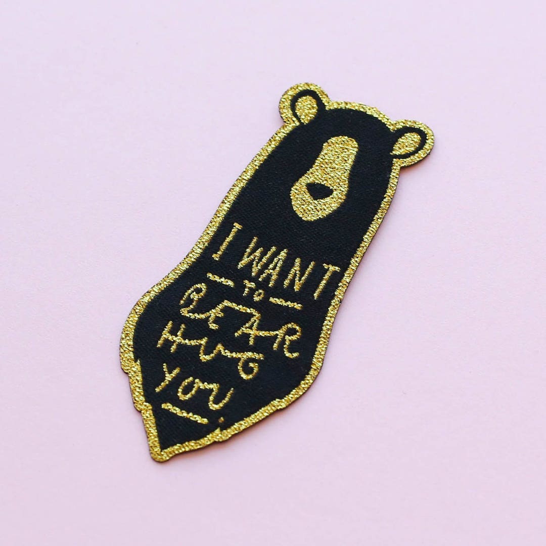 Bear Hug Embroidered Patch Bear Embroidered Badge Bear Badge Iron on ...