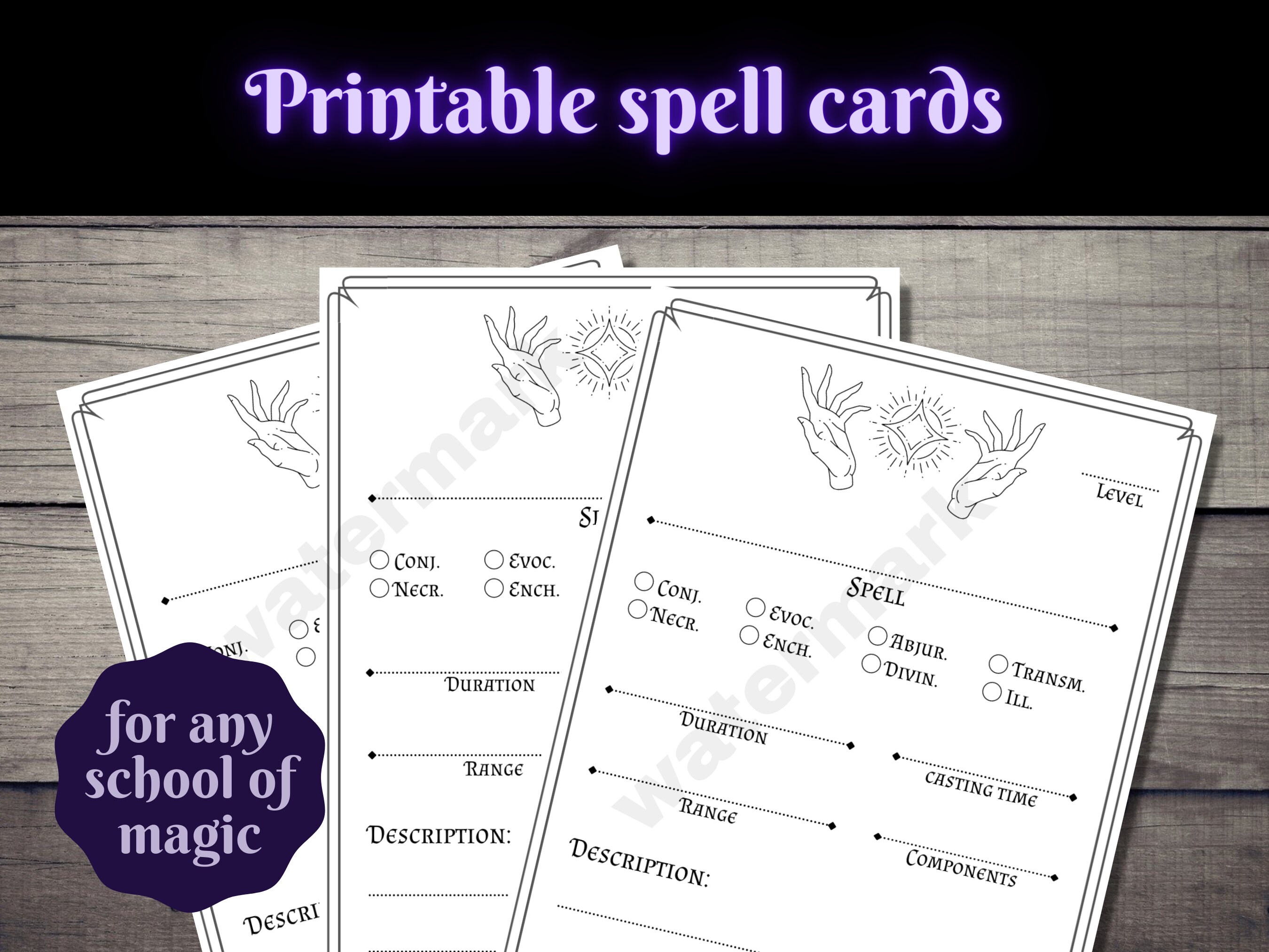 Wizard101 Blank Spell Cards