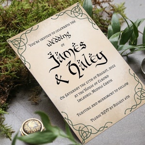 EDITABLE TEMPLATE Elven, Tolkien Inspired Wedding Invitation Collection ...