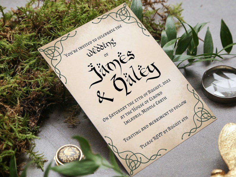 EDITABLE TEMPLATE Elven, Tolkien Inspired Wedding Invitation Collection ...