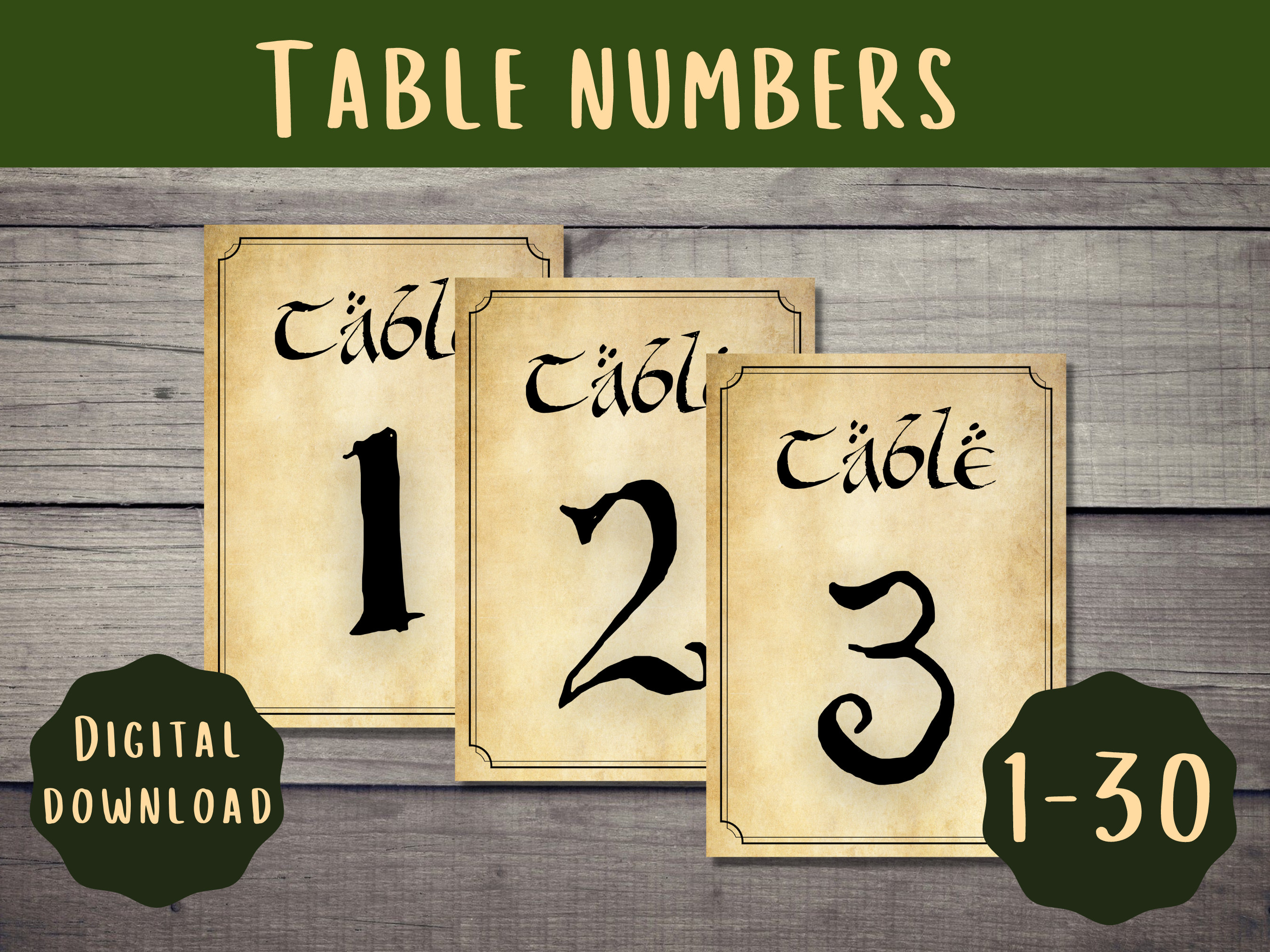 Lord of the Rings Inspired Table Numbers PRINTABLE - Etsy