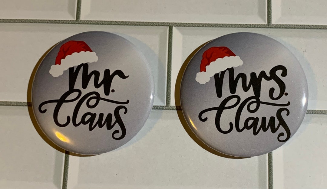 Mr. Claus and Mrs. Claus Buttons, Christmas Buttons, Christmas Party ...