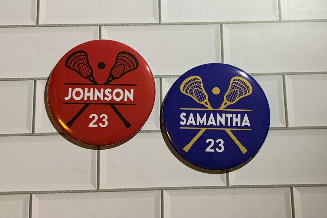 Personalized Lacrosse Button, Lacrosse Magnet, Sports Buttons, Lacrosse ...