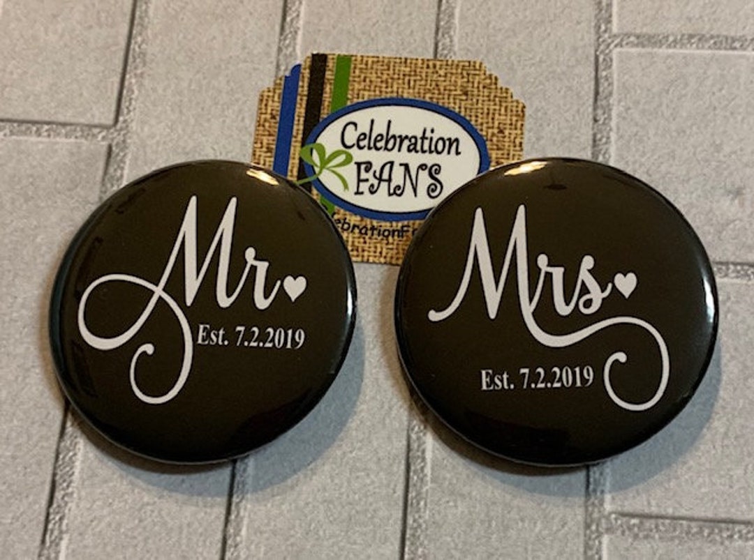 Mr and Mrs Custom Wedding Buttons, Wedding Fridge Magnets, Wedding ...