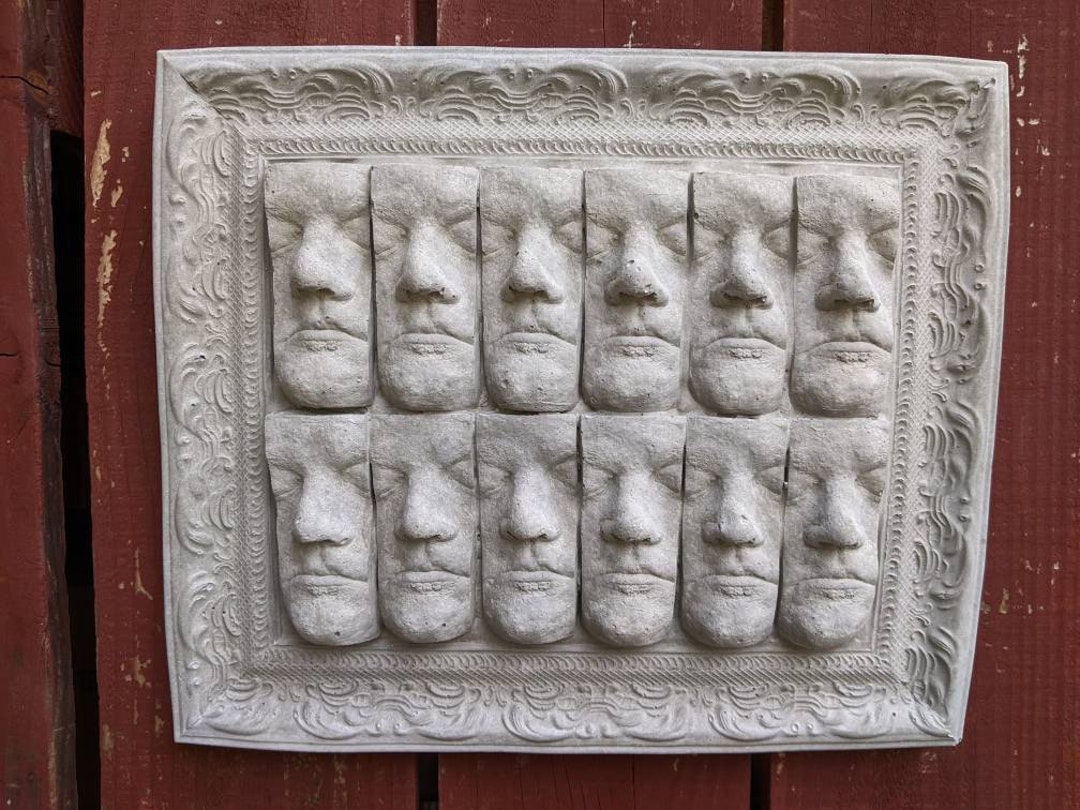 Multi Face Grid Pattern Sculpture One Piece Cast Concrete Face Wall ...